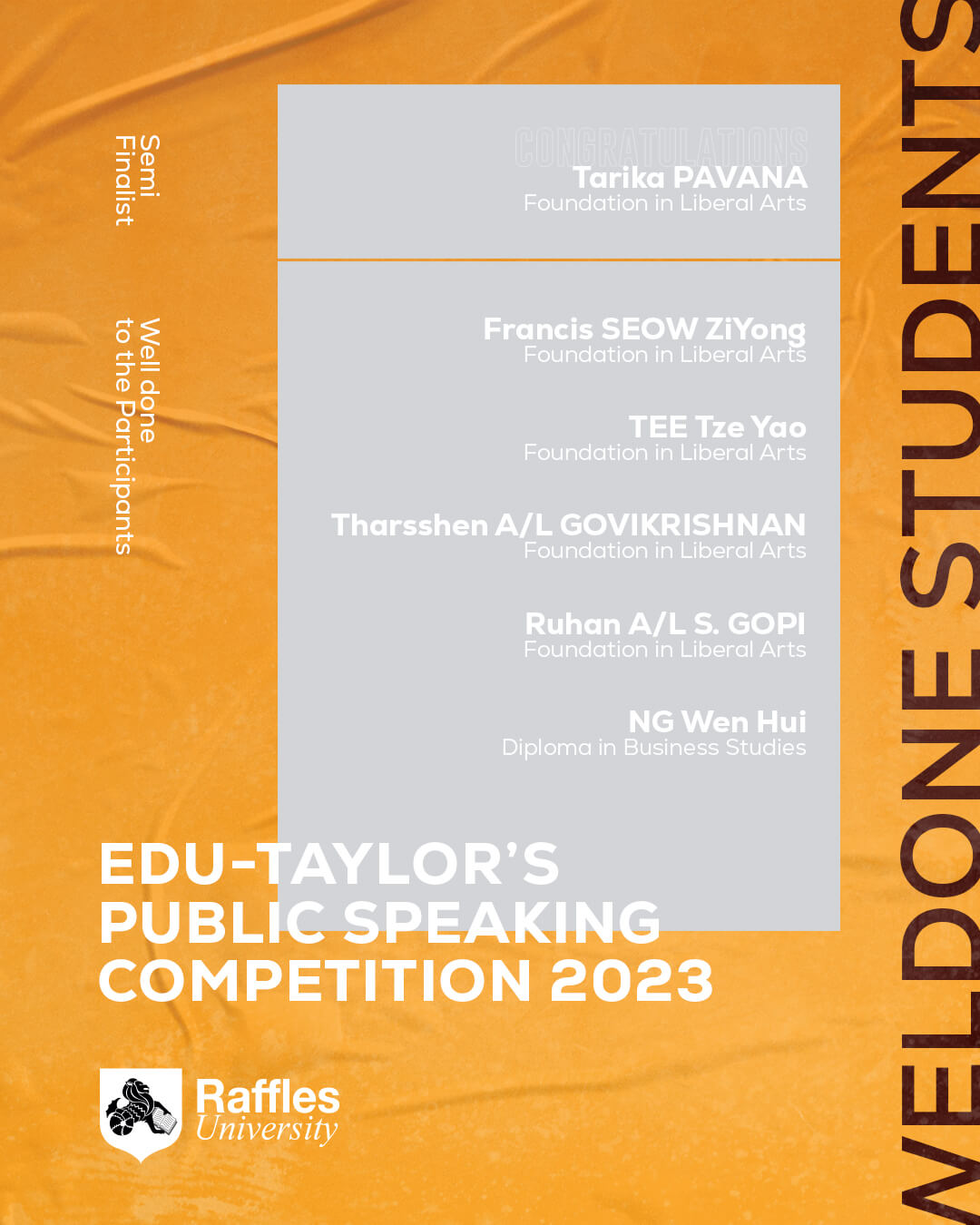 Semi-finalist in Edu-Taylor's Public Speaking Competition 2023 ...