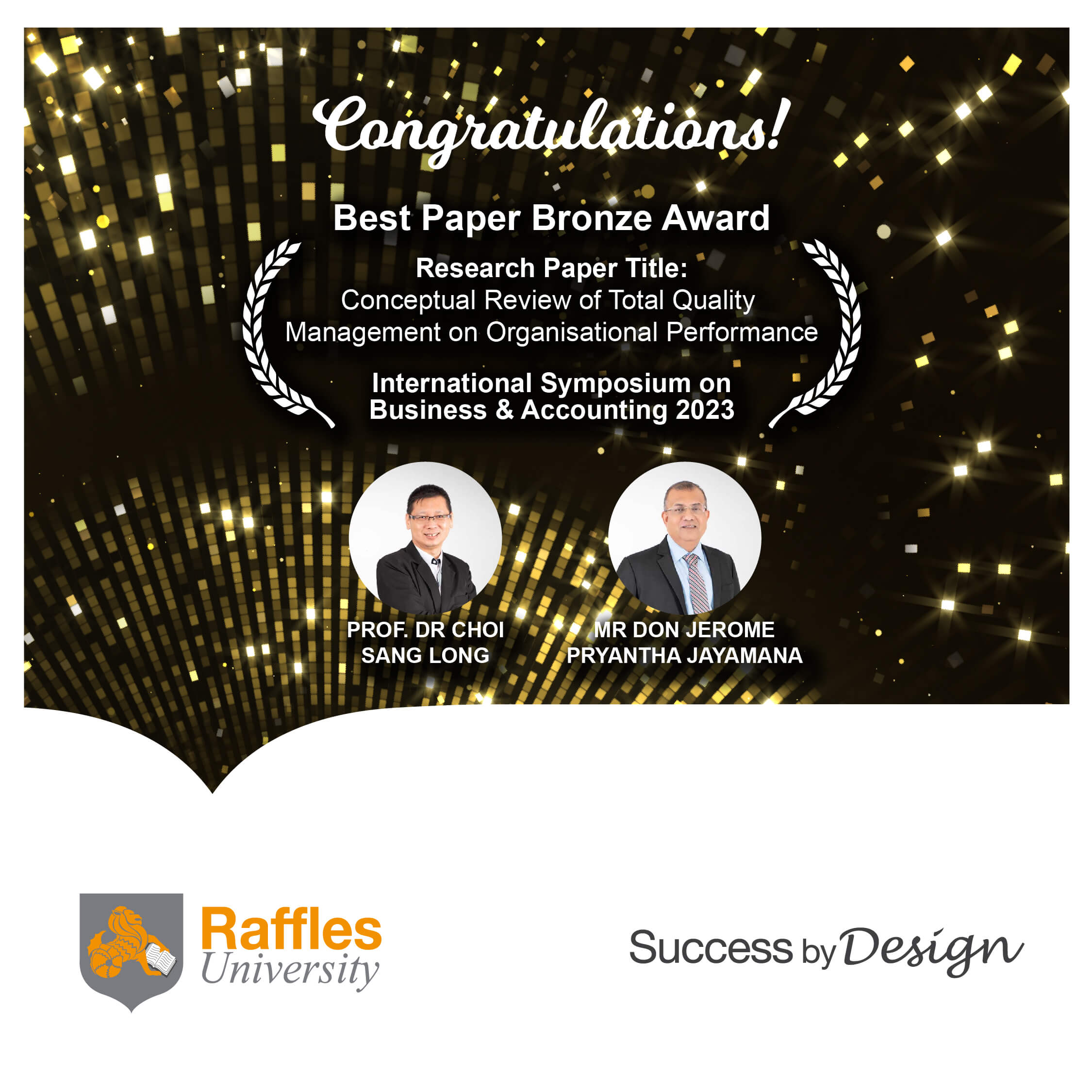 Bronze Award for Best Paper at ISBA 2023 - Raffles University