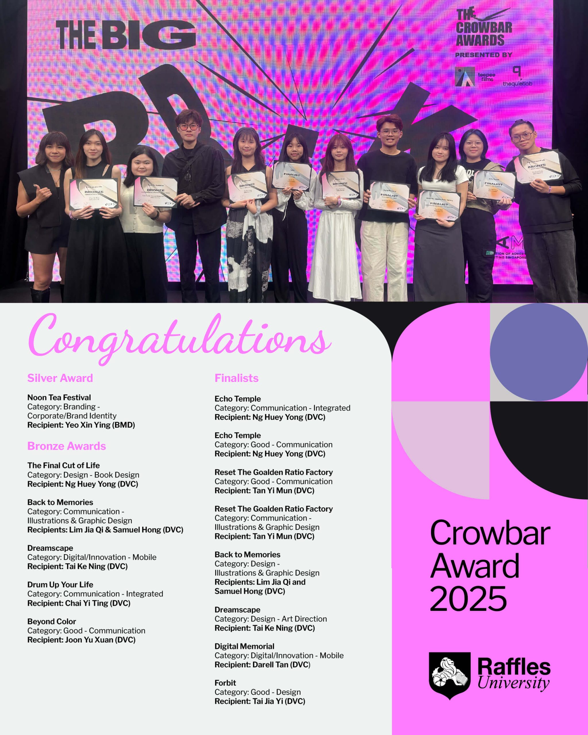 Celebrating Excellence at the Crowbar Awards Singapore 2025! - Raffles ...